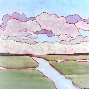 Original Oil Painting Print - Fun, Colorful Marsh Scene - Etsy