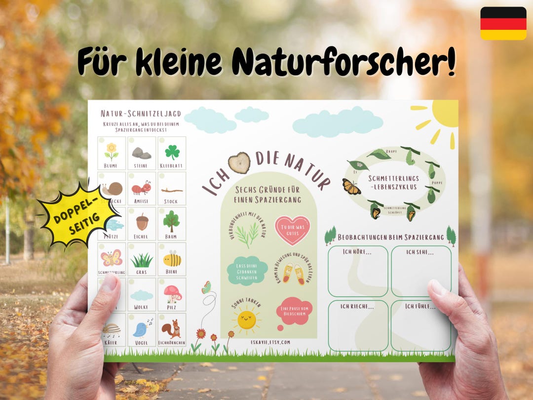 German Nature Walk Scavenger Hunt Activity Sheet for Kids (PDF Download ...