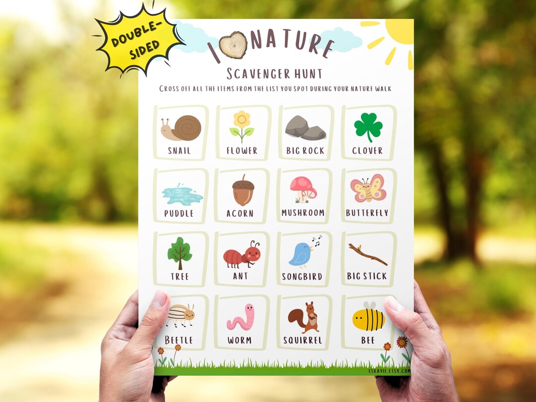 Nature Scavenger Hunt for Kids | Double-sided Activity Sheet | Nature ...