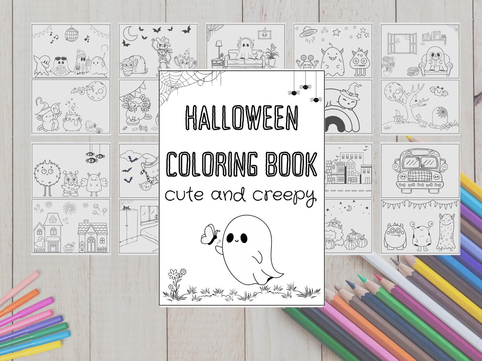 Cute and Creepy Halloween Coloring Pages | 20 Unique Scenes Over 10 ...