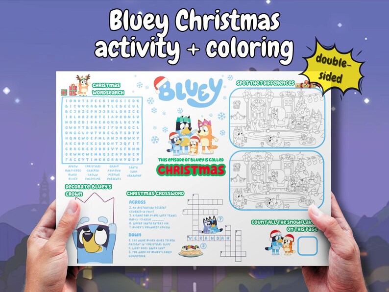 Bluey Christmas Activity Sheet for Kids | Printable One-pager | Double ...