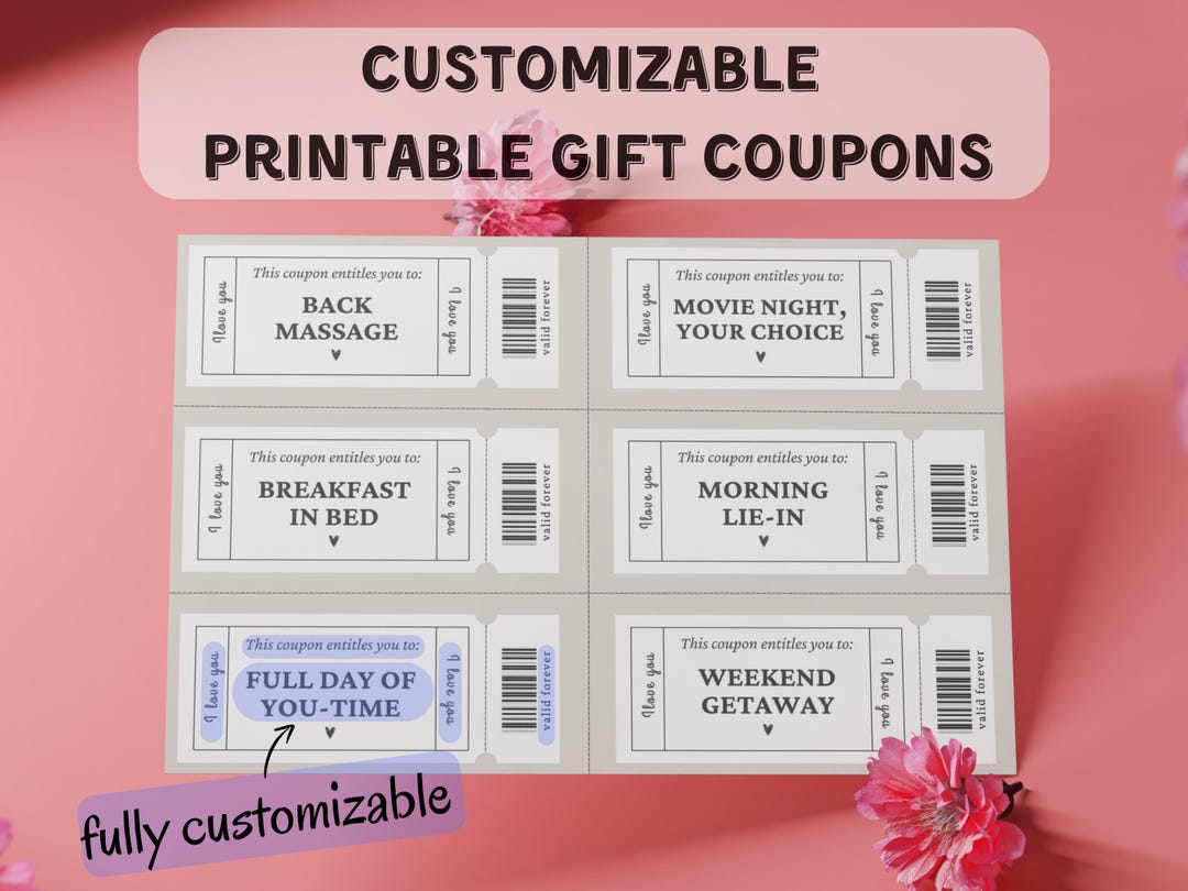 Customizable Printable Gift Coupons for Any Special Occasion ...