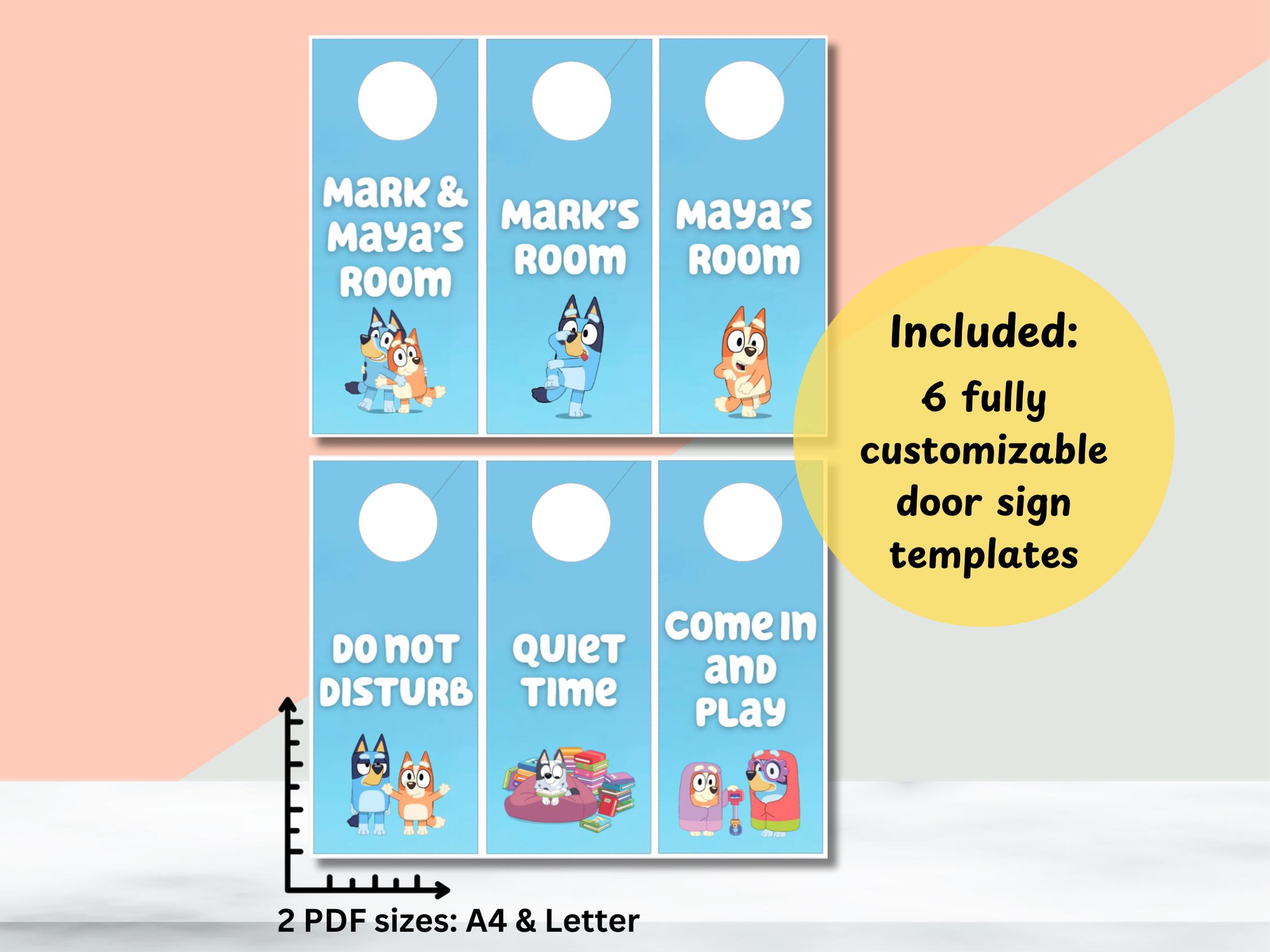 Customizable Bluey Door Signs for Kids Rooms | Bedroom, Playroom ...
