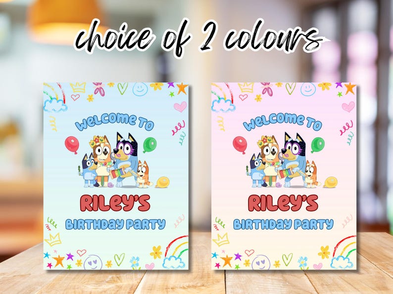 Bluey Welcome Sign for Kids Birthday Party | Printable Welcome Poster ...