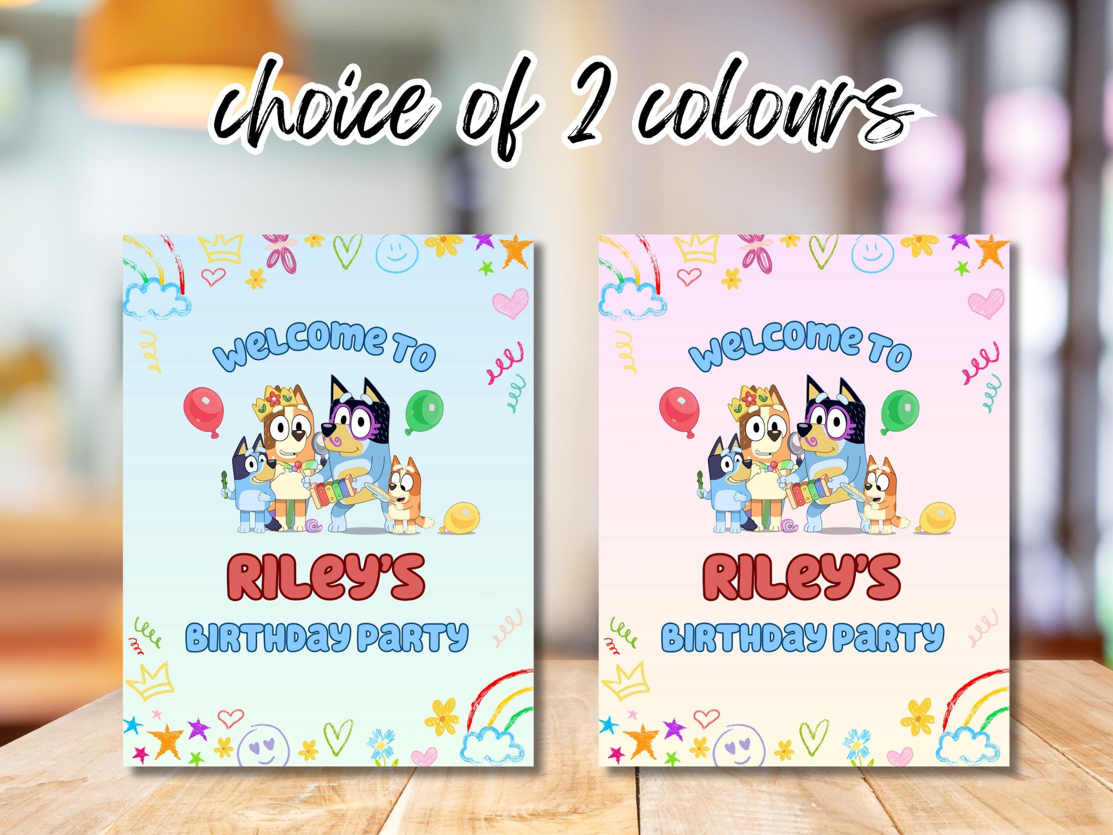 Bluey Welcome Sign for Kids Birthday Party | Printable Welcome Poster ...