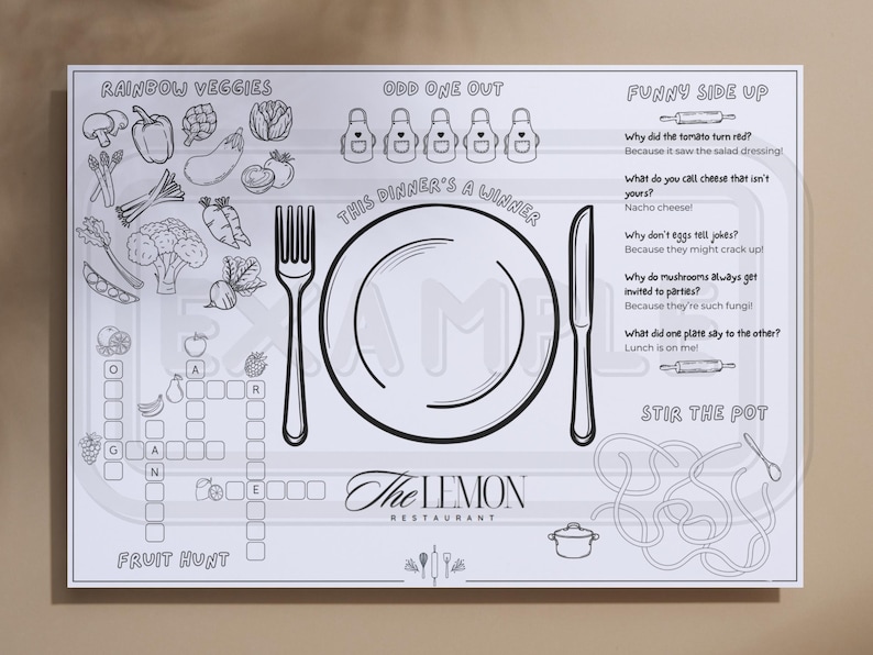 Customizable Kids Activity Placemat | Fun Printable One-pager for ...