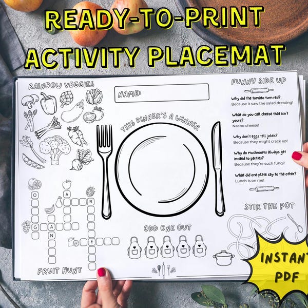 Restaurant Kids Activity Sheet - Etsy