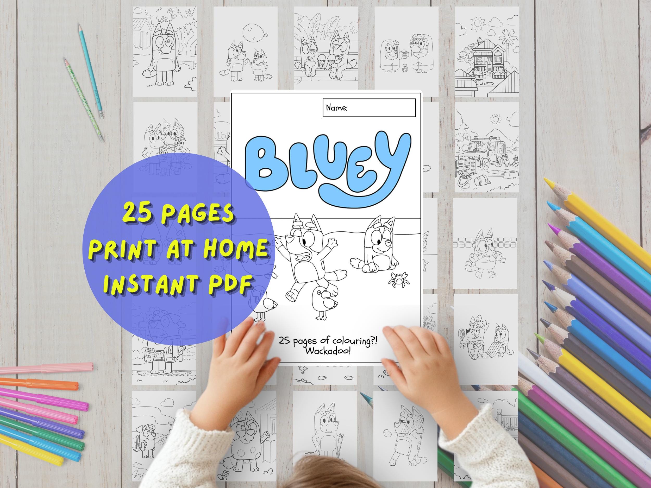25-page Bluey Coloring Pages for Kids Economical Printable Activity ...