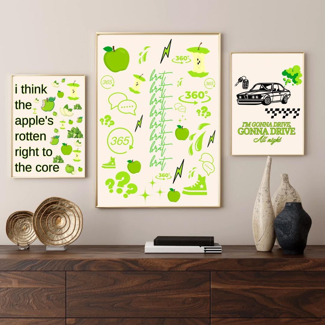 Charli XCX Brat-inspired Digital Print Set 3 Pack Brat & Apple ...