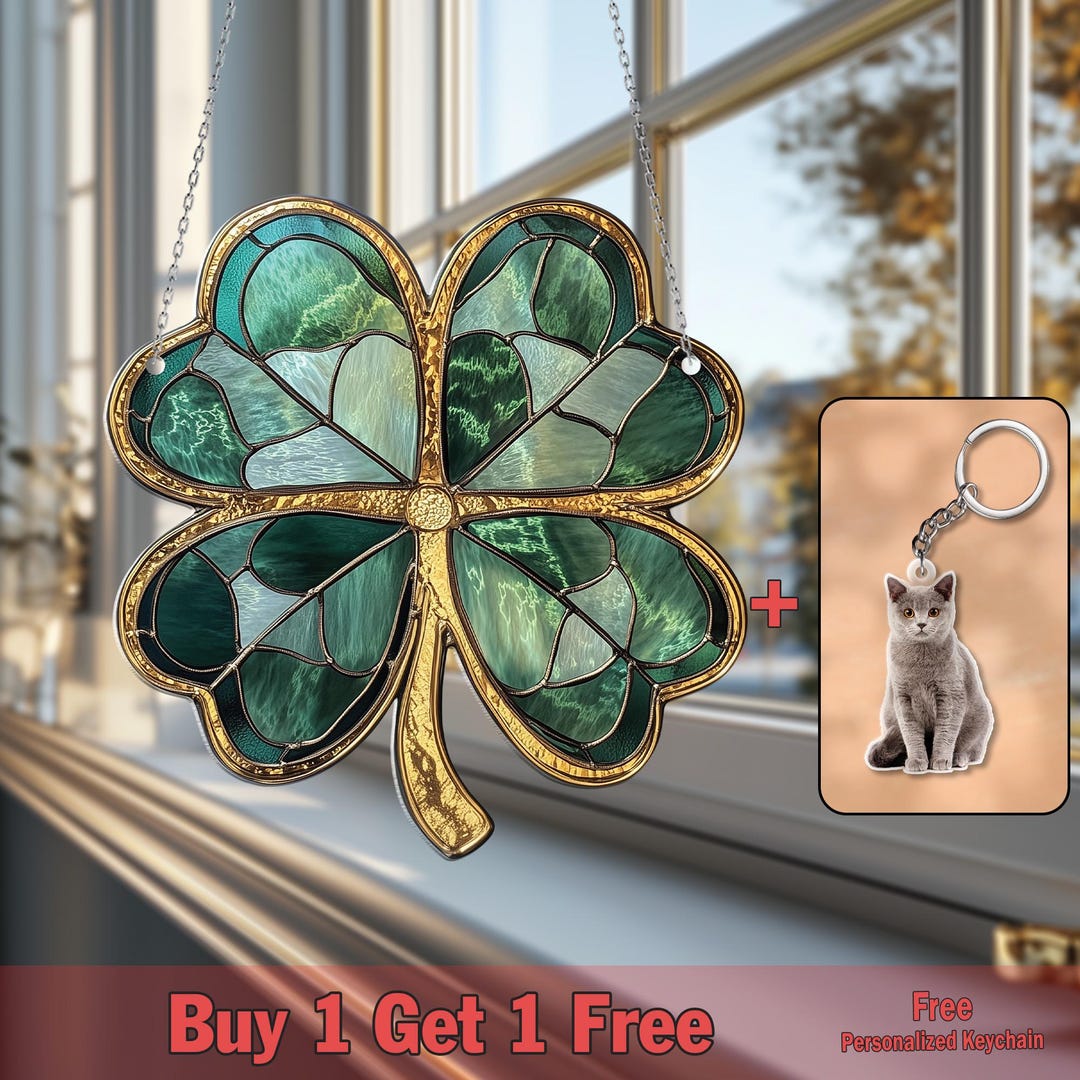 Acrylic 2D Flat Four-leaf Clover Window Hanging, Lucky Decor, Memorial ...