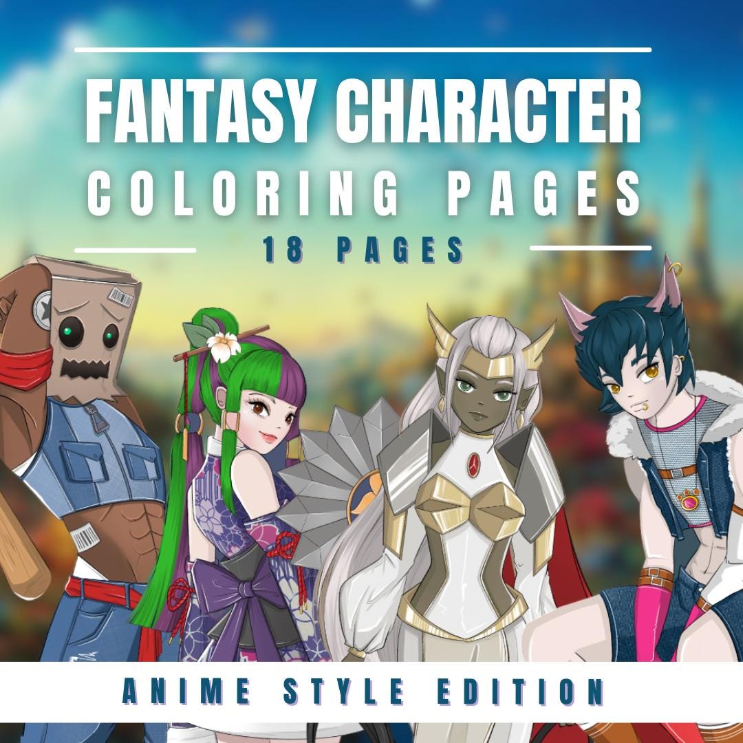 18 Fantasy Characters Coloring Pages: Anime Style Edition. Original ...