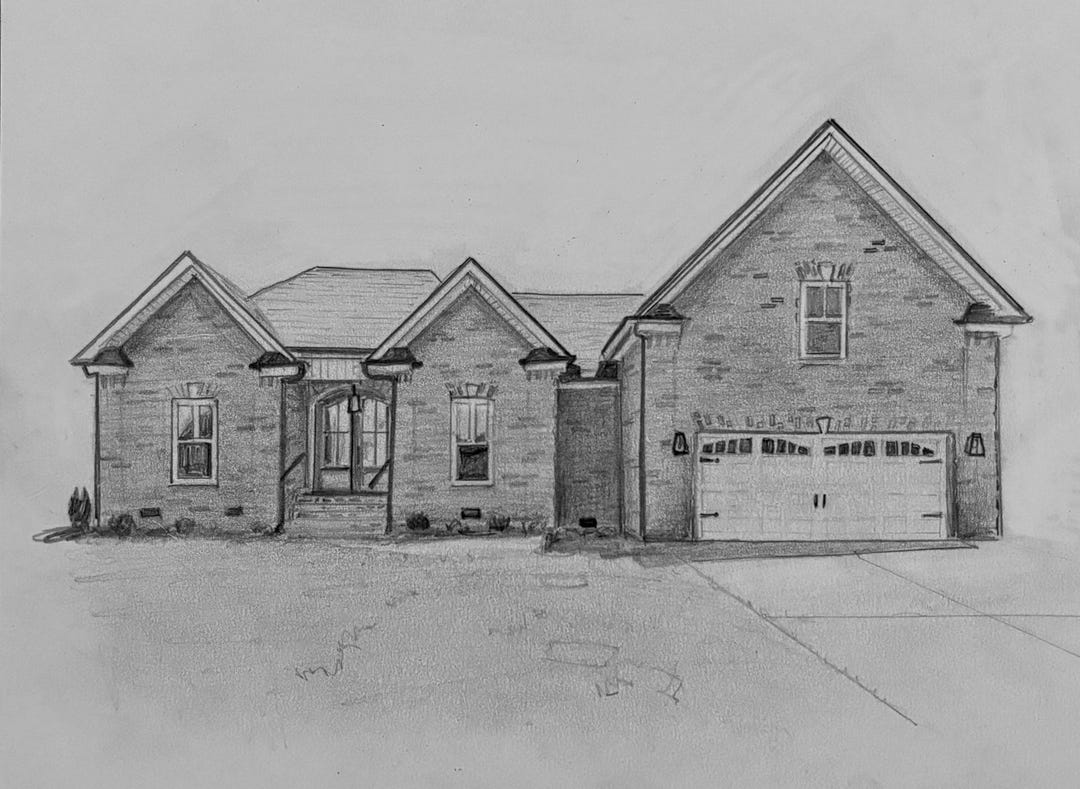 Custom Home Pencil Drawing - Etsy