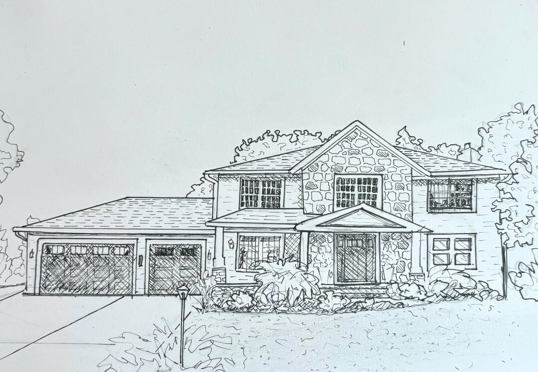 Custom Home Pen & Ink Drawing - Etsy