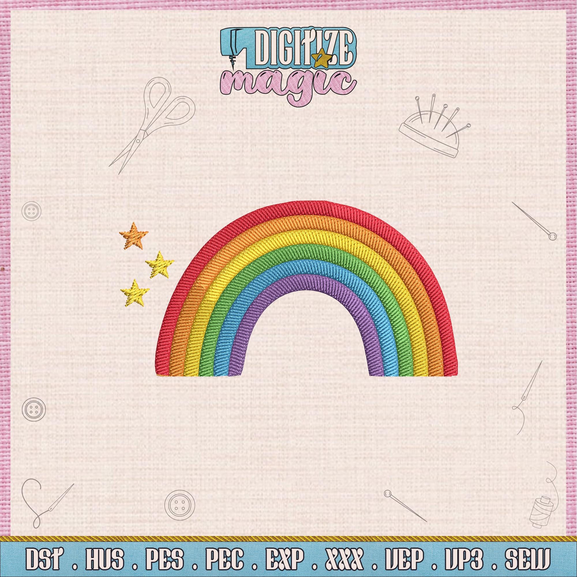 Rainbow Machine Embroidery Design: Colorful Rippled Pattern (instant ...