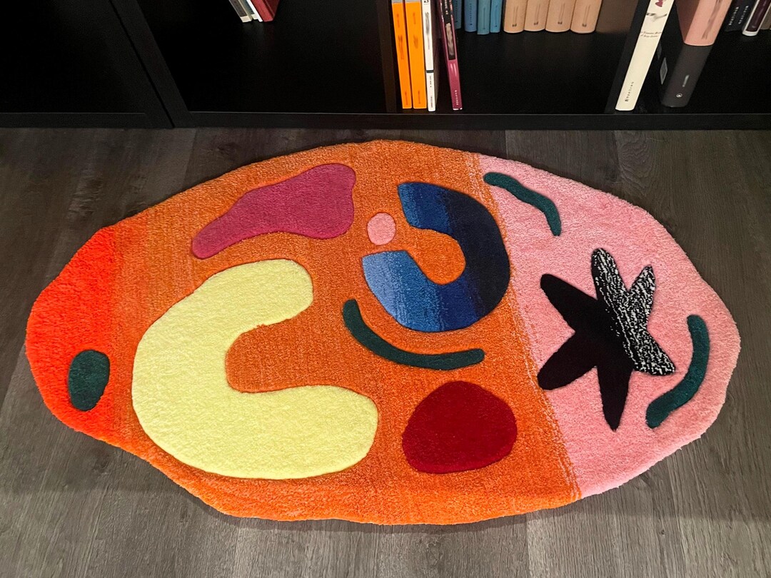One of a Kind | Cute Hand Tufted Rug | Artisan Made | Orange | Soft ...