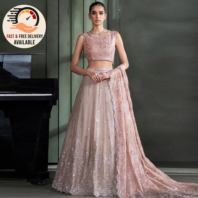 Grey Lehenga Choli Embellished Pakistani Lilac and Grey Lehenga Suit ...