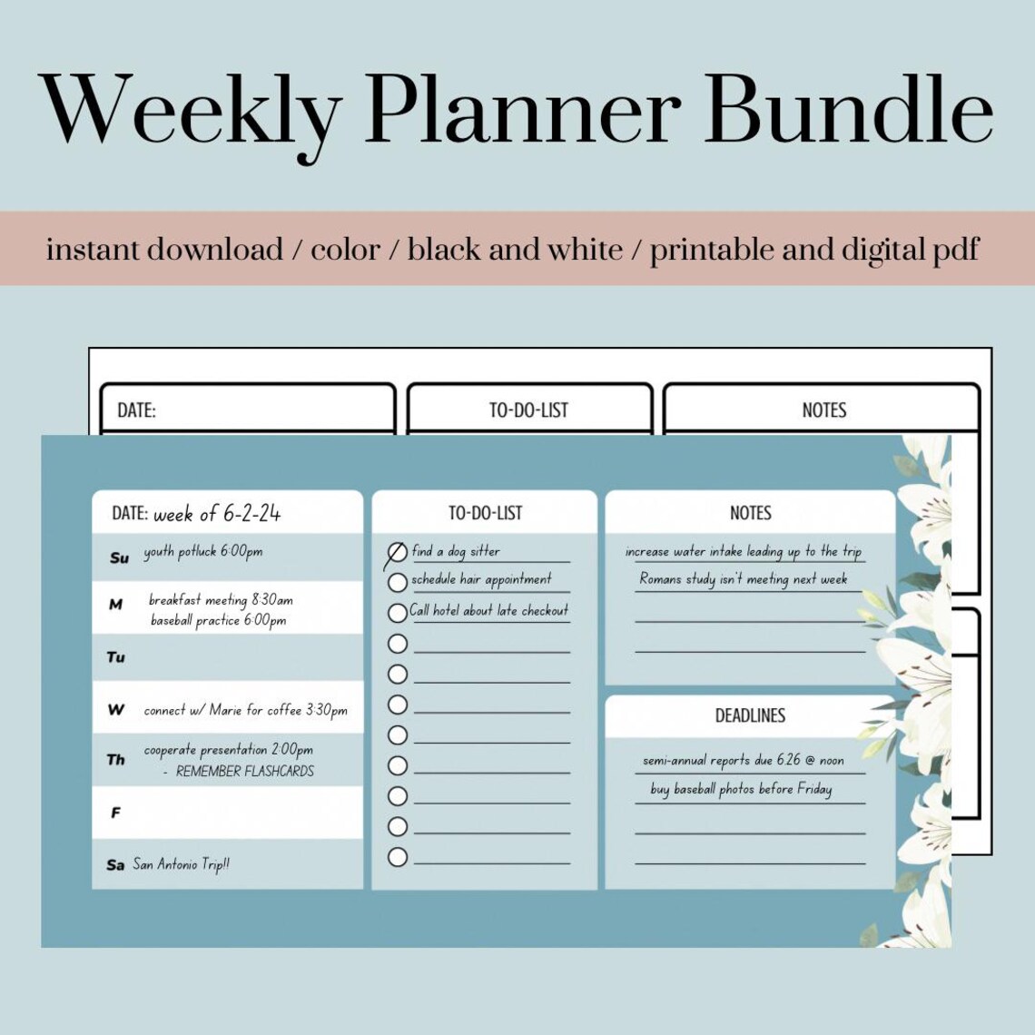 Printable Weekly Planner: One Stop for Notes, Deadlines, To-do Lists ...