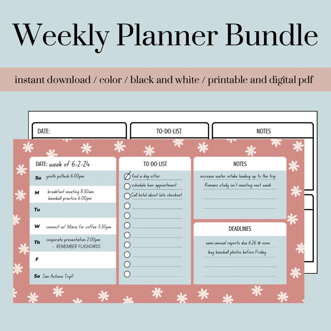 Printable Weekly Planner: One Stop for Notes, Deadlines, To-do Lists ...