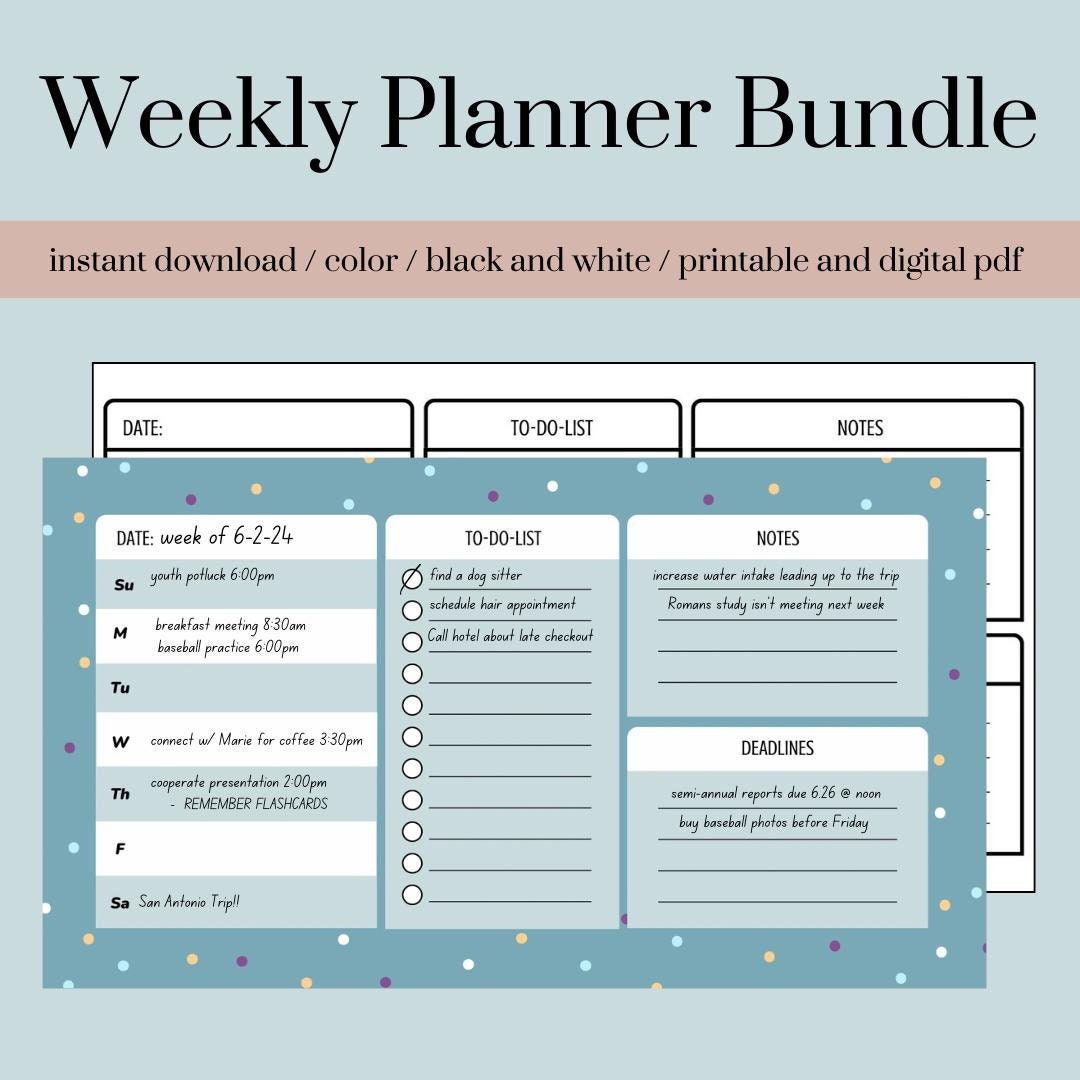 Printable Weekly Planner: One Stop for Notes, Deadlines, To-do Lists ...