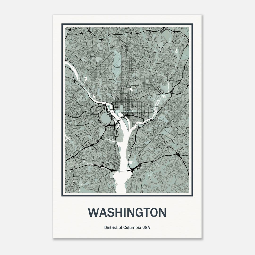Minimal Washington City Poster Map Custom Design Office Street Map ...