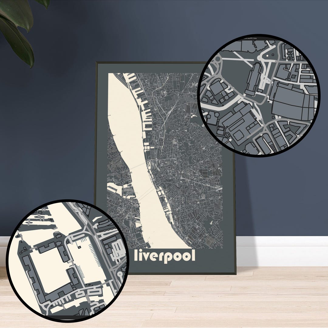 Premium Liverpool City Home Poster Map Custom Design Office Space ...