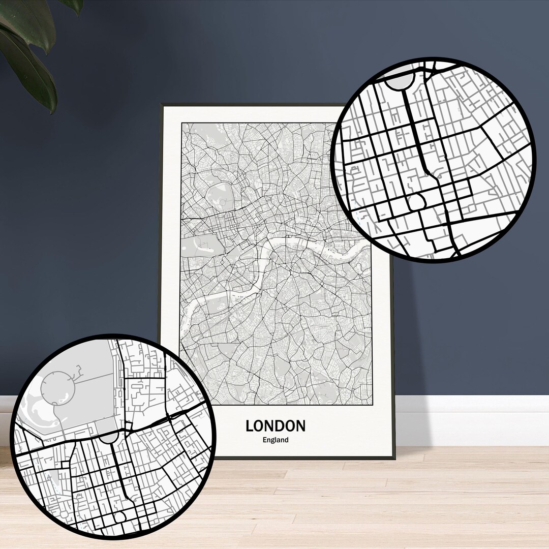 Premium London City Poster Custom Design Office Space Street Map ...