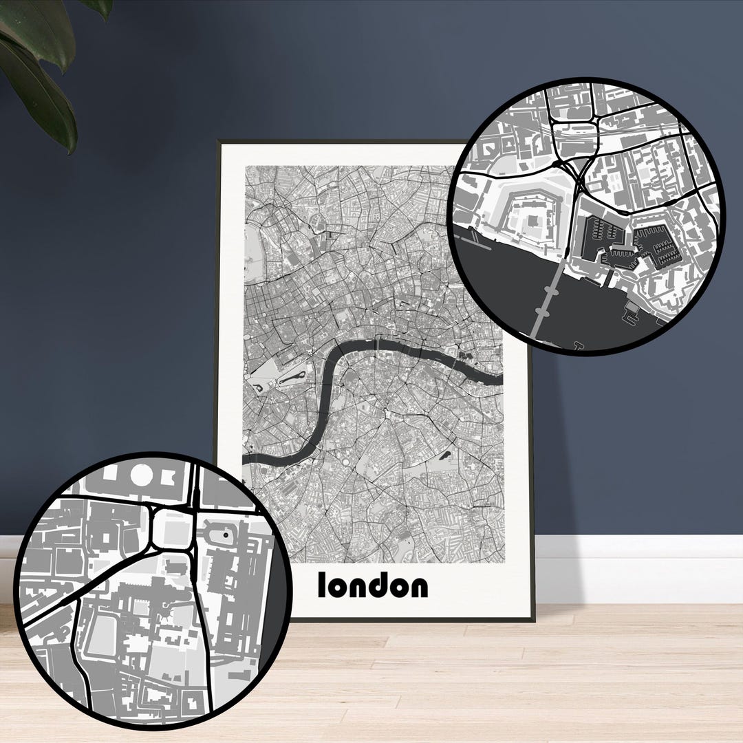 Minimal London City Poster Custom Design Office Street Map Premium ...