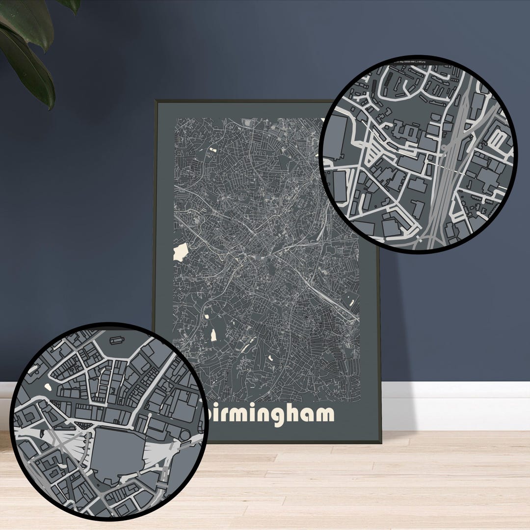Premium Birmingham Home Poster Map Custom Design Office Space Street ...