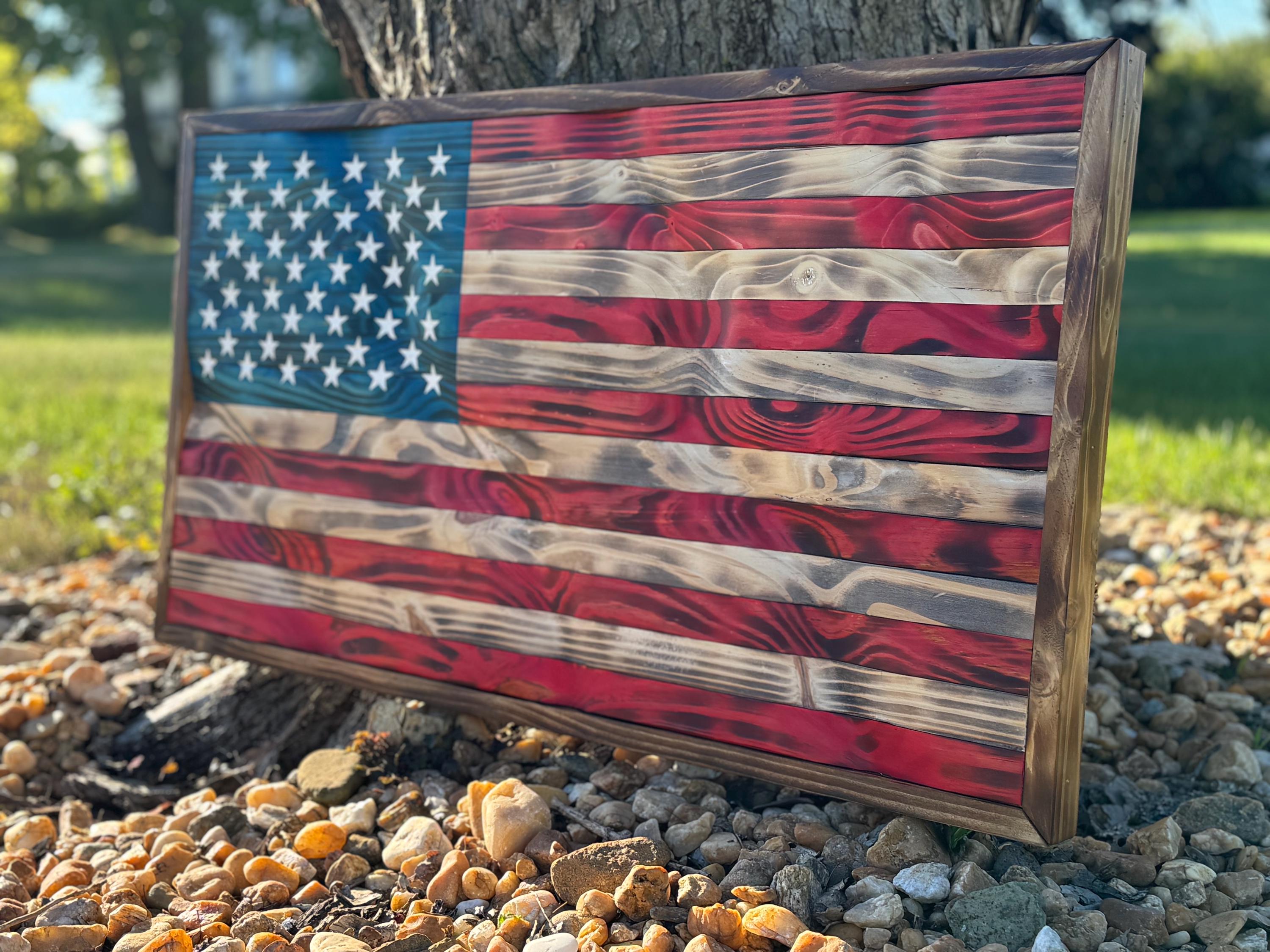 Wavy American Flag, Rustic Wood Flag, Wavy Wood American Flag ...