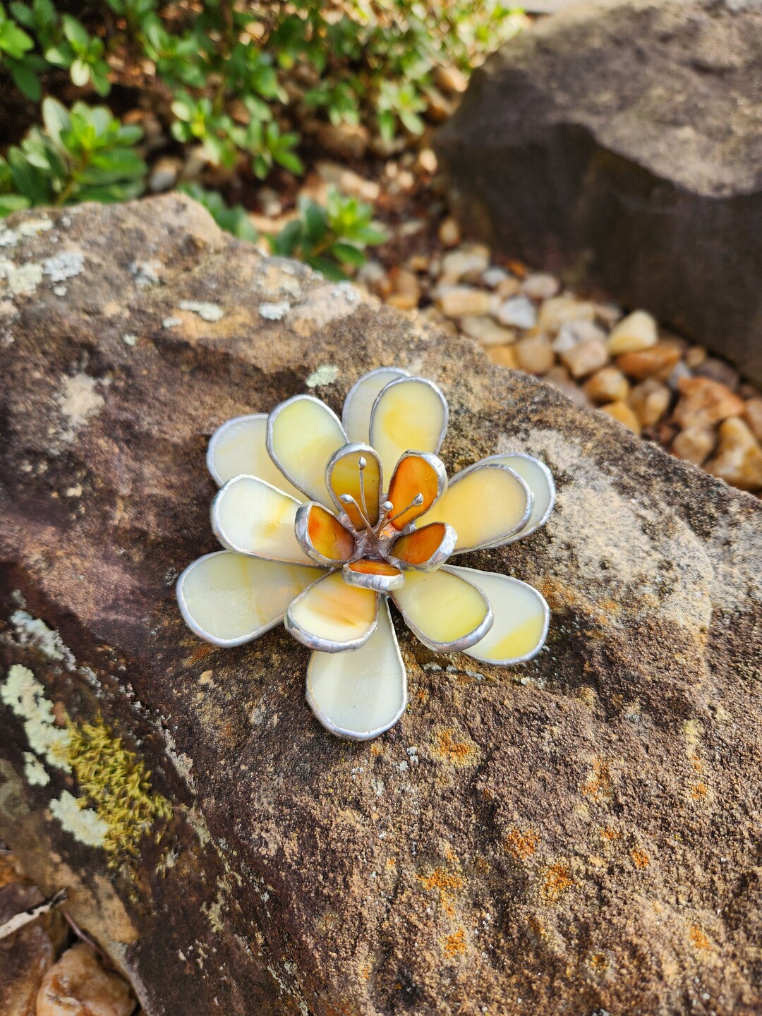 Stained Glass Flower, Centerpiece, Wedding Decor, Garden Art, Glass ...