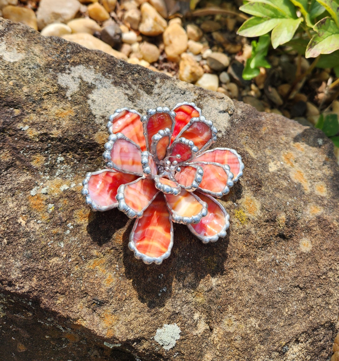 Stained Glass Flower, Centerpiece, Wedding Decor, Garden Art, Glass ...