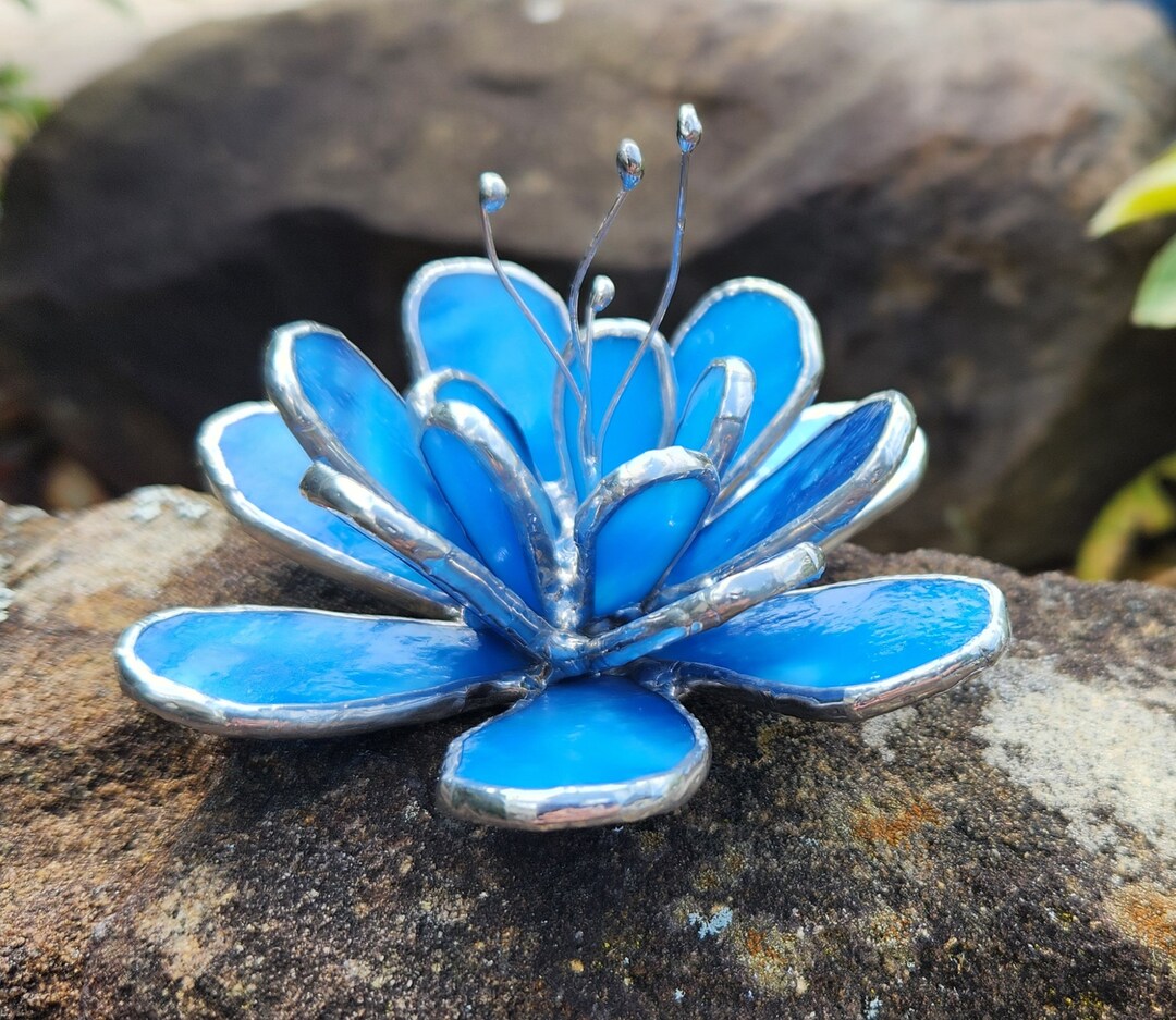 Stained Glass Flower, Centerpiece, Wedding Decor, Garden Art, Glass ...