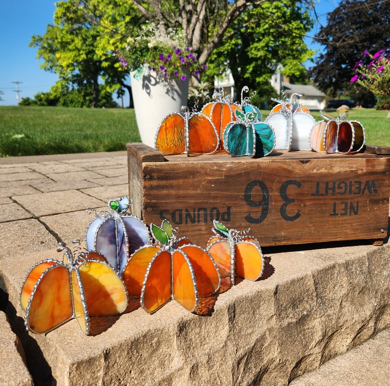 Stained Glass Pumpkin, Single Pumpkin, Fall Decor, Centerpiece, Glass ...