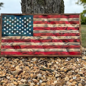 Wavy American Flag, Rustic Wood Flag, Wavy Wood American Flag ...