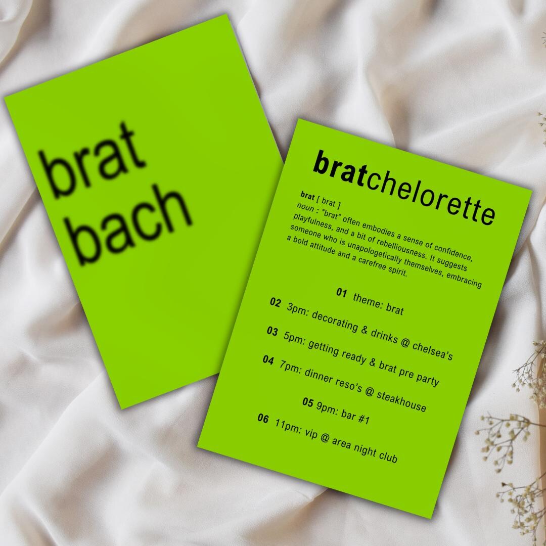 Brat Bachelorette Bash Invitation Charli XCX Hen Party Card Canva ...