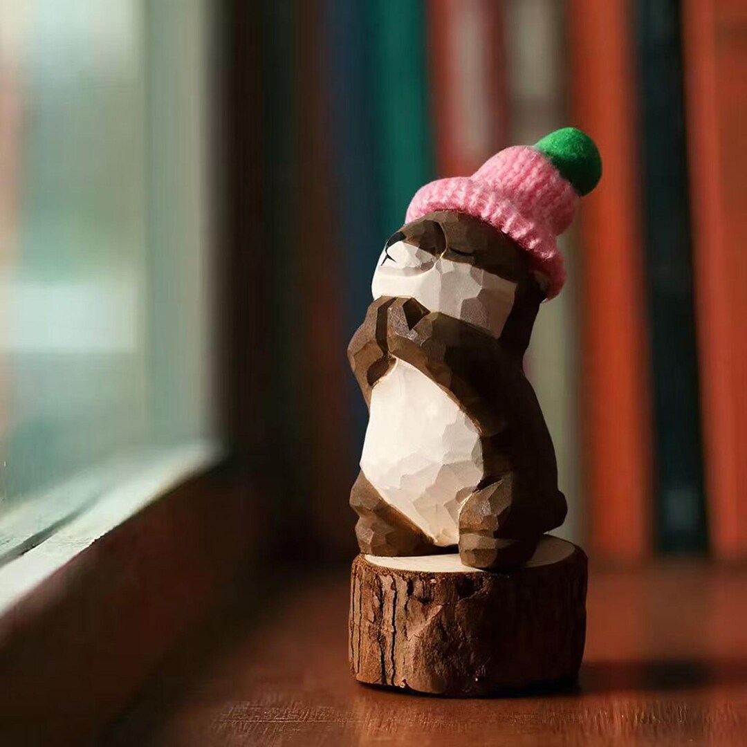 Handmade Prayer Otter Wood Carvings, Delicate Table Ornaments, Unique ...