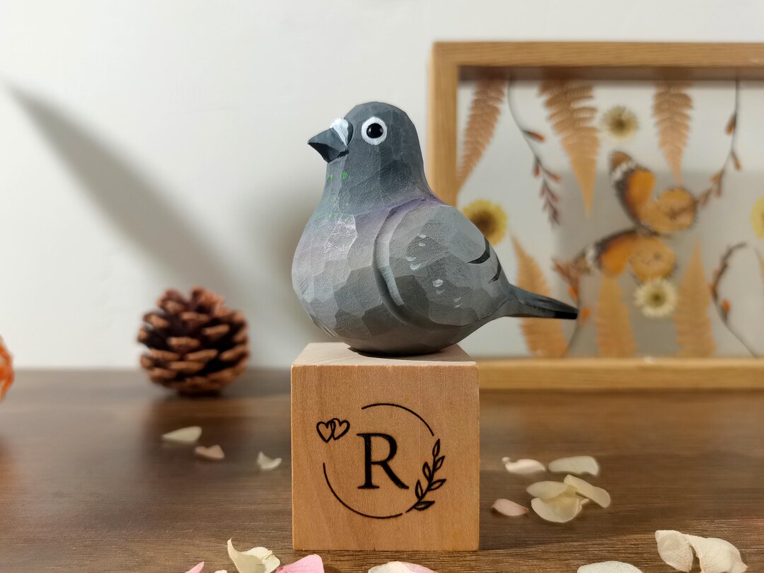 Handmade Wooden Bird Statue, Bookshelf Decoration, Handmade Bird, Gift ...