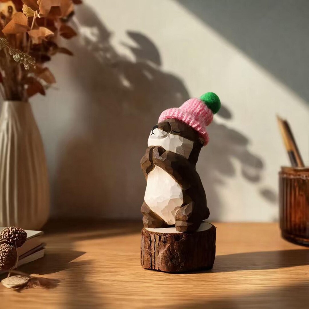 Handmade Prayer Otter Wood Carvings, Delicate Table Ornaments, Unique ...