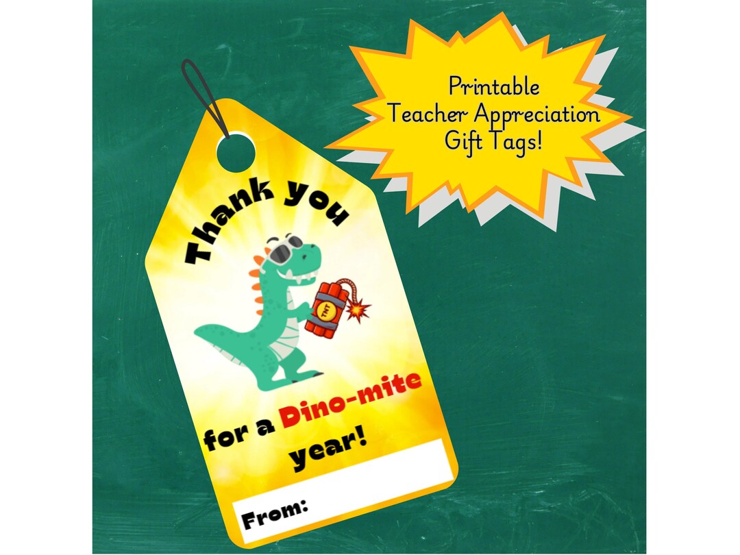 Dinosaur Teacher Appreciation Gift Tag - Etsy