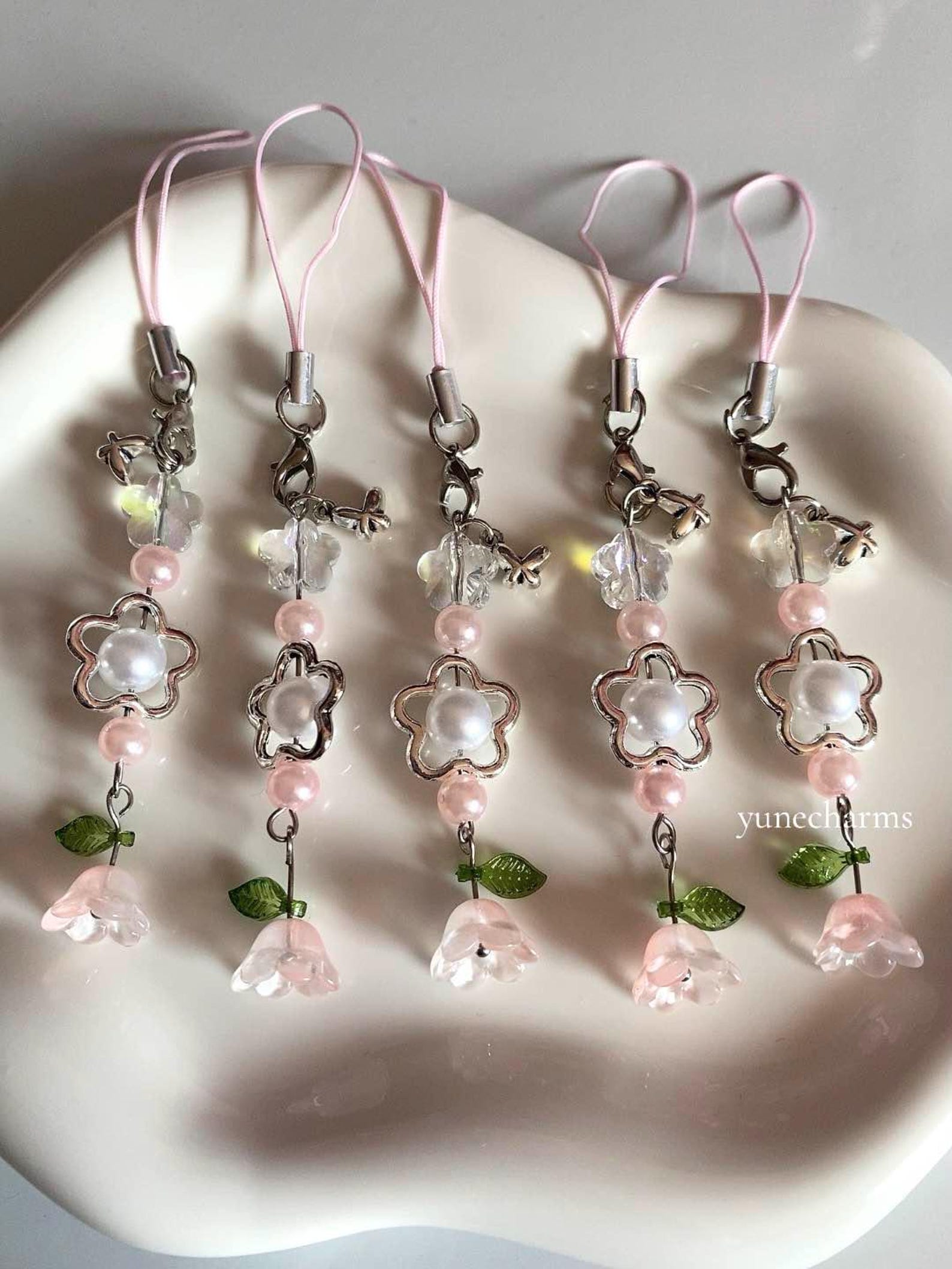 Bell Flower Phone Charms | Cute Floral Beaded Charms | Phone Strap Bag ...