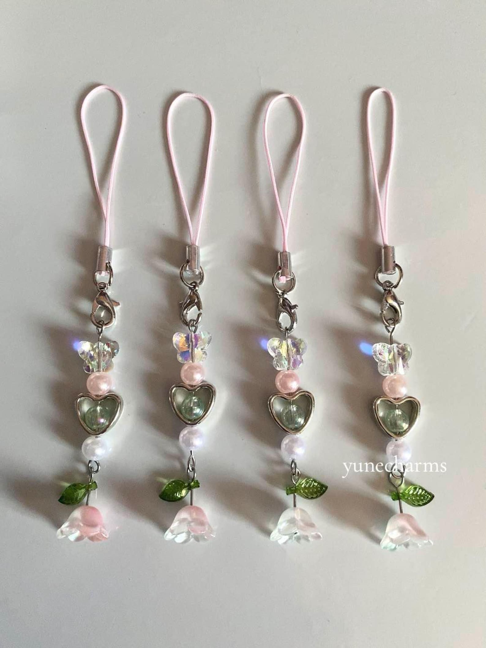 Bell Flower Phone Charms | Cute Floral Beaded Charms | Phone Strap Bag ...