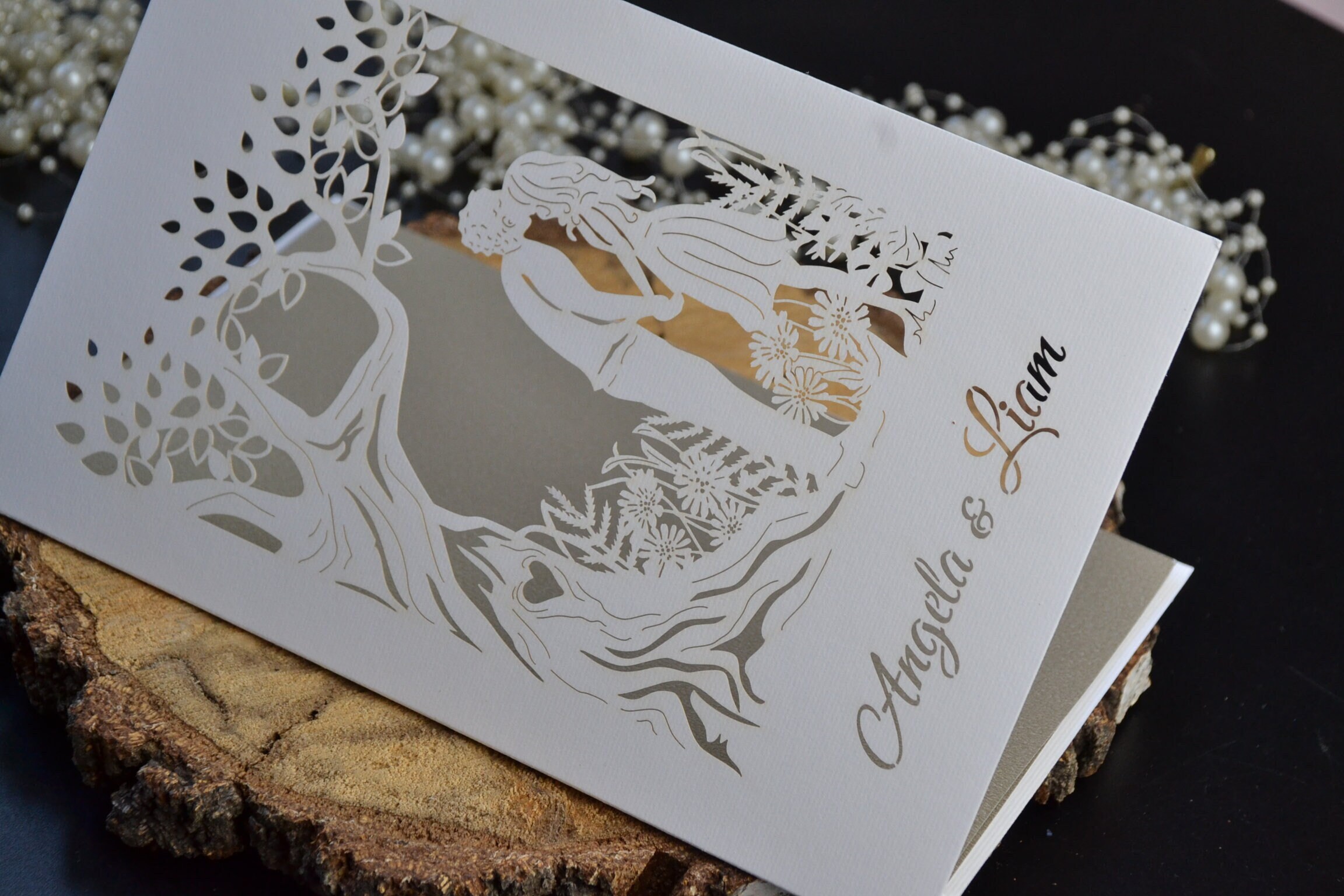 Wedding Invitation, Laser Cut Tree Wedding Invitation With Envelope ...