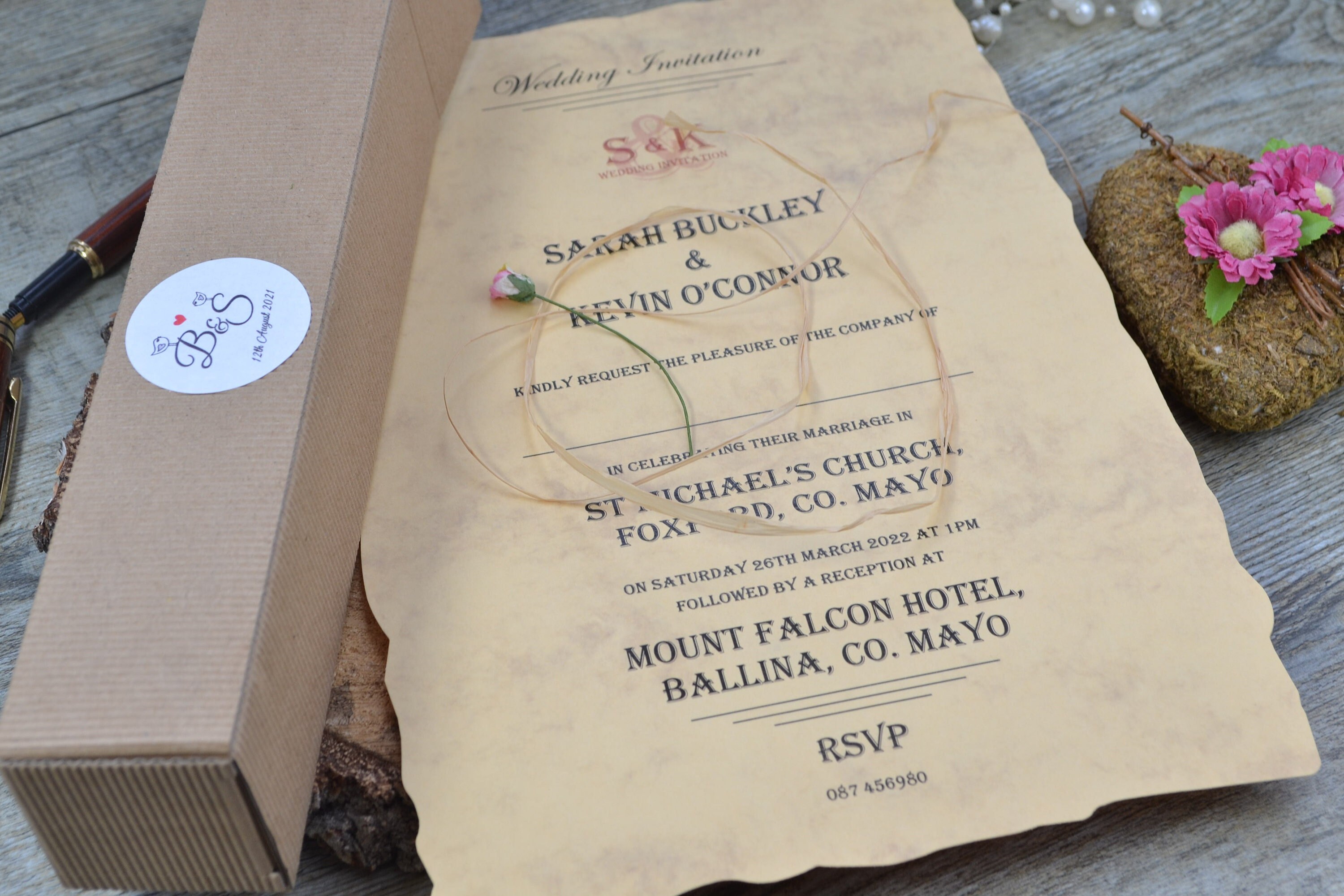 Rustic Wedding Invitation, Eco Invitation, Old Invitation, Scroll ...