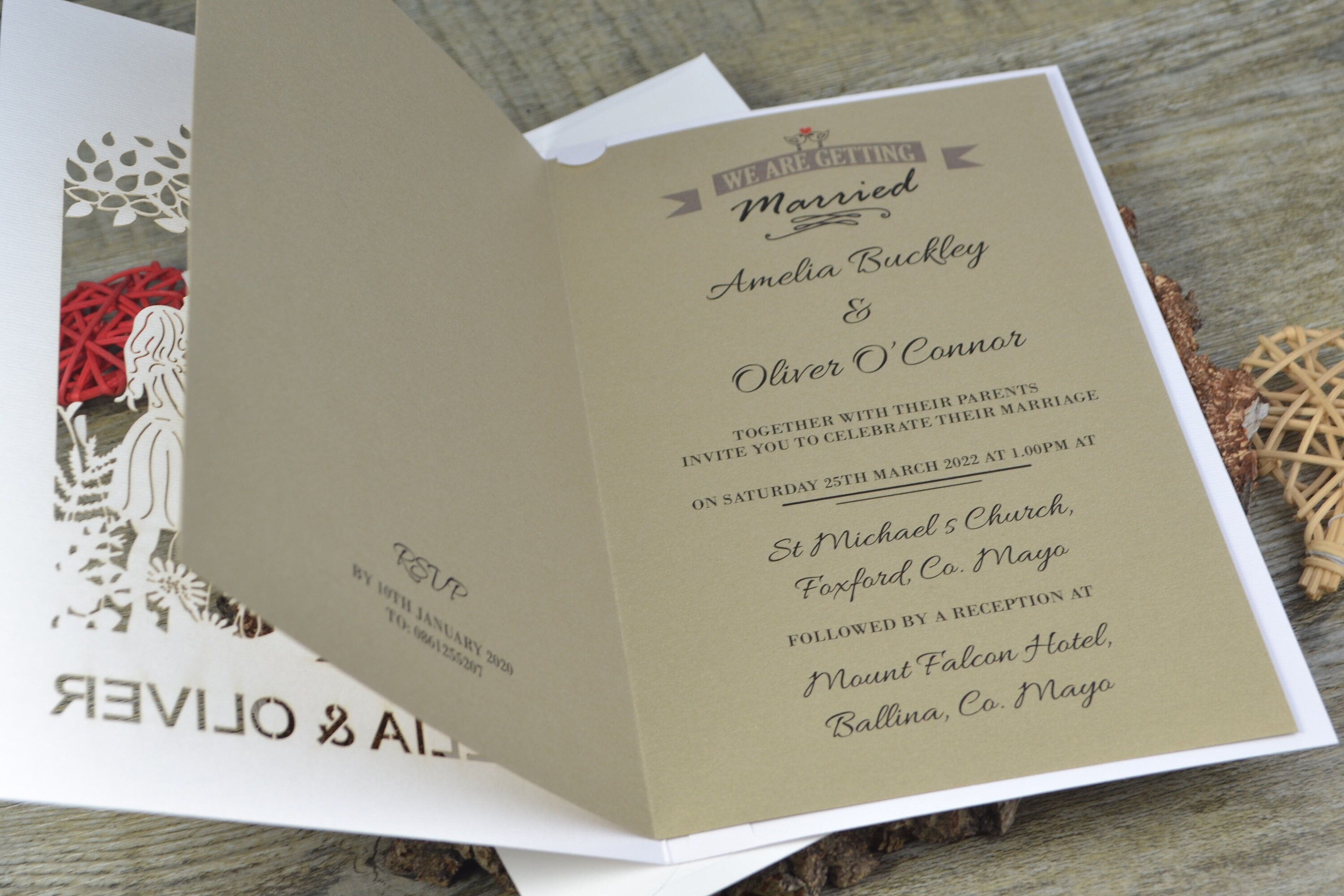 Wedding Invitation, Laser Cut Tree Wedding Invitation With Envelope ...