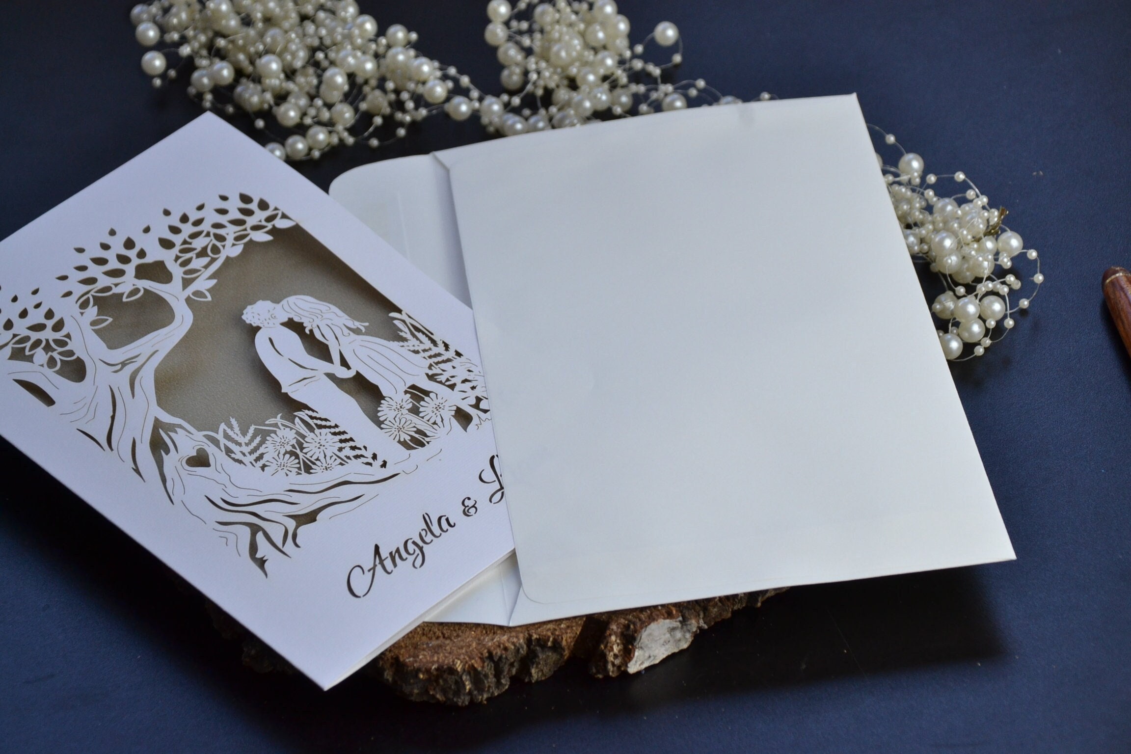 Wedding Invitation, Laser Cut Tree Wedding Invitation With Envelope ...