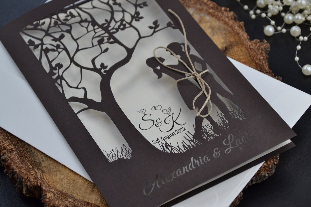 Same Sex Wedding Invitation Laser Cut Invitation Lesbian Couple