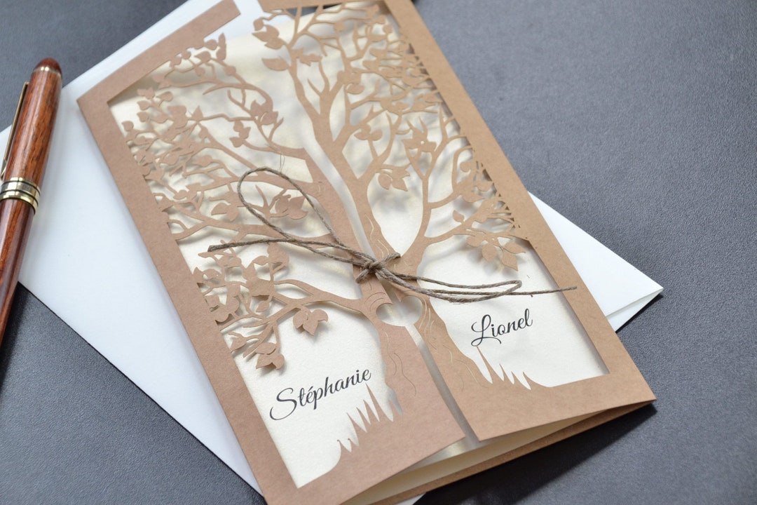 Wedding Invitation in Eco Rustic Style, Tree of Life Invitation, Boho ...