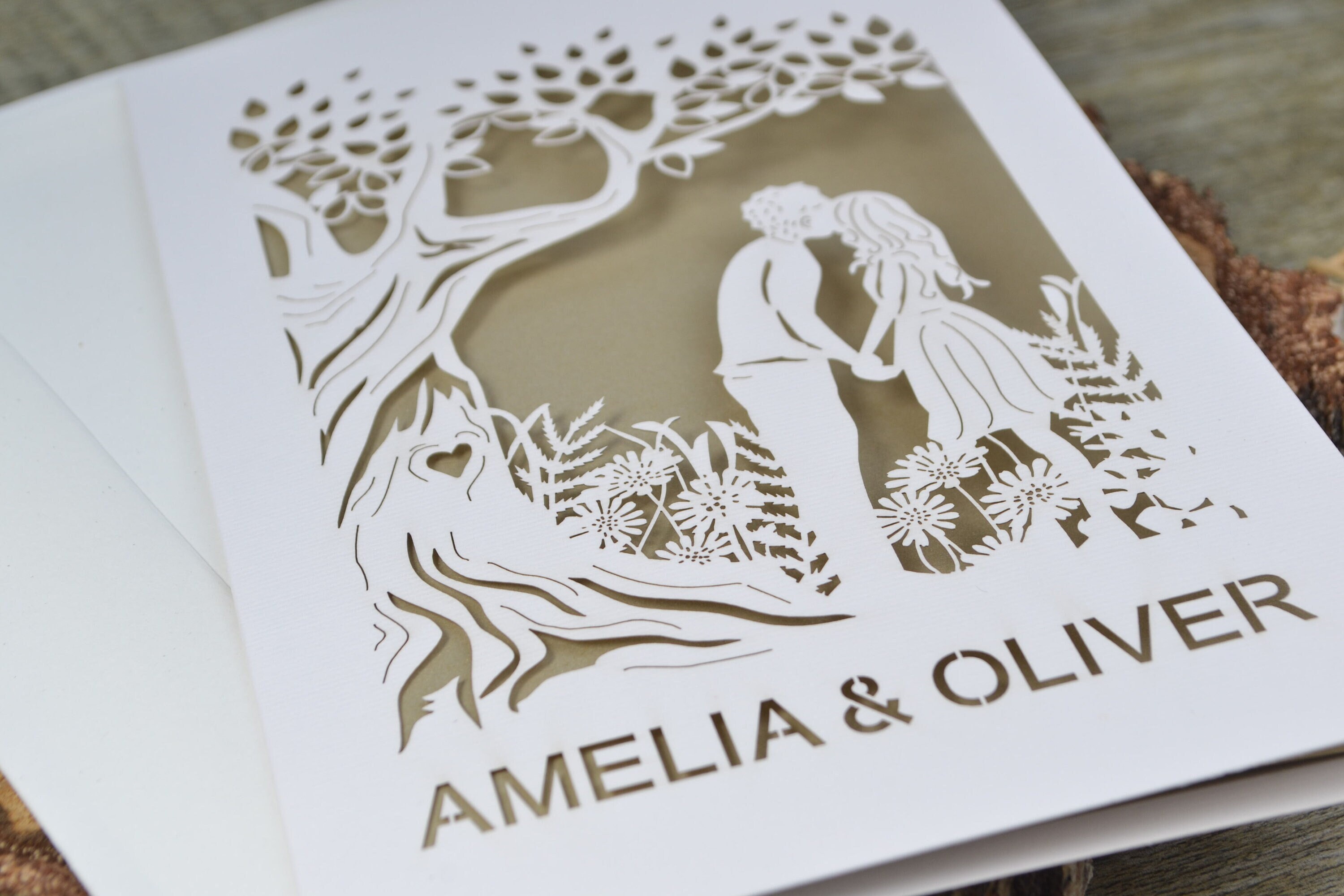 Wedding Invitation, Laser Cut Tree Wedding Invitation With Envelope ...