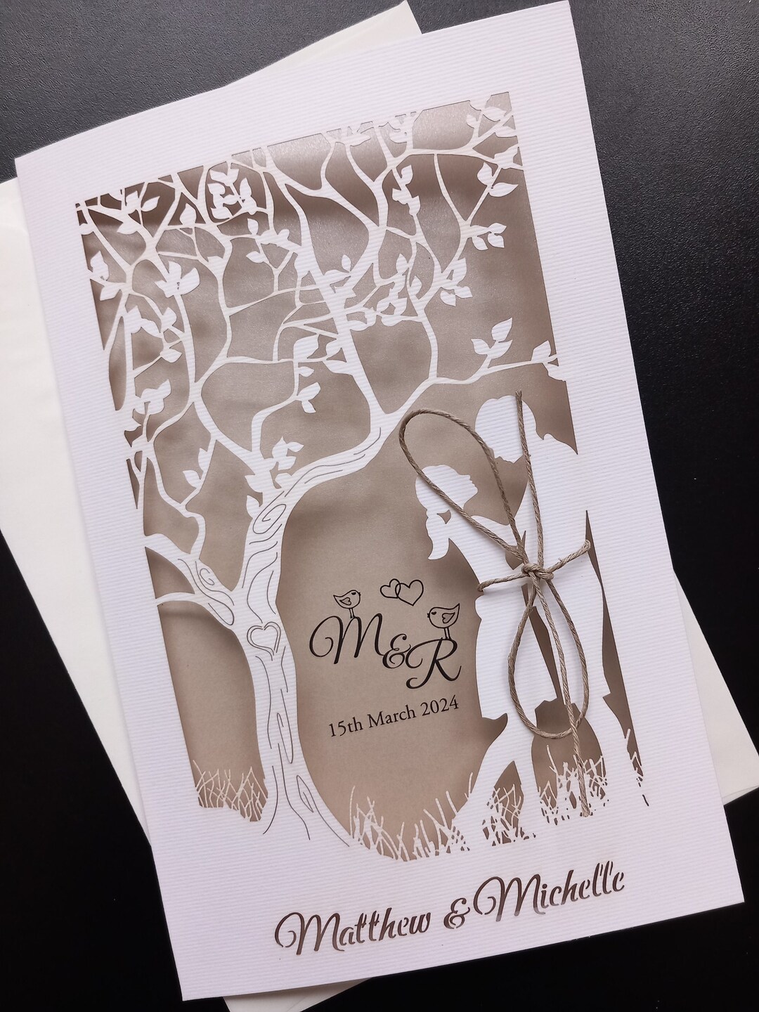 Wedding Invitation, Tree Laser Cut Wedding Invitations With Envelopes ...