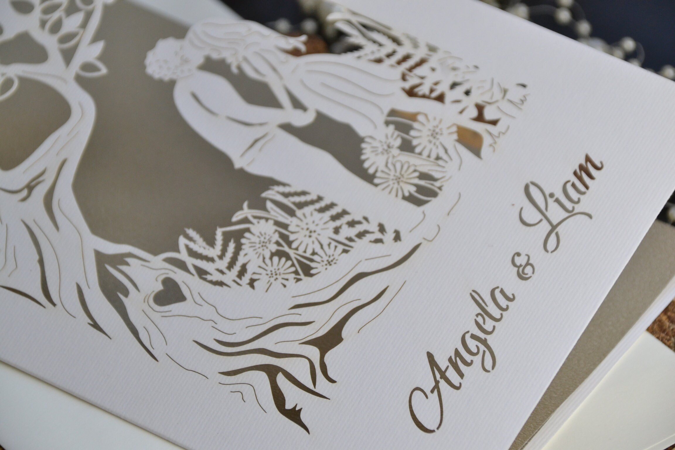 Wedding Invitation, Laser Cut Tree Wedding Invitation With Envelope ...